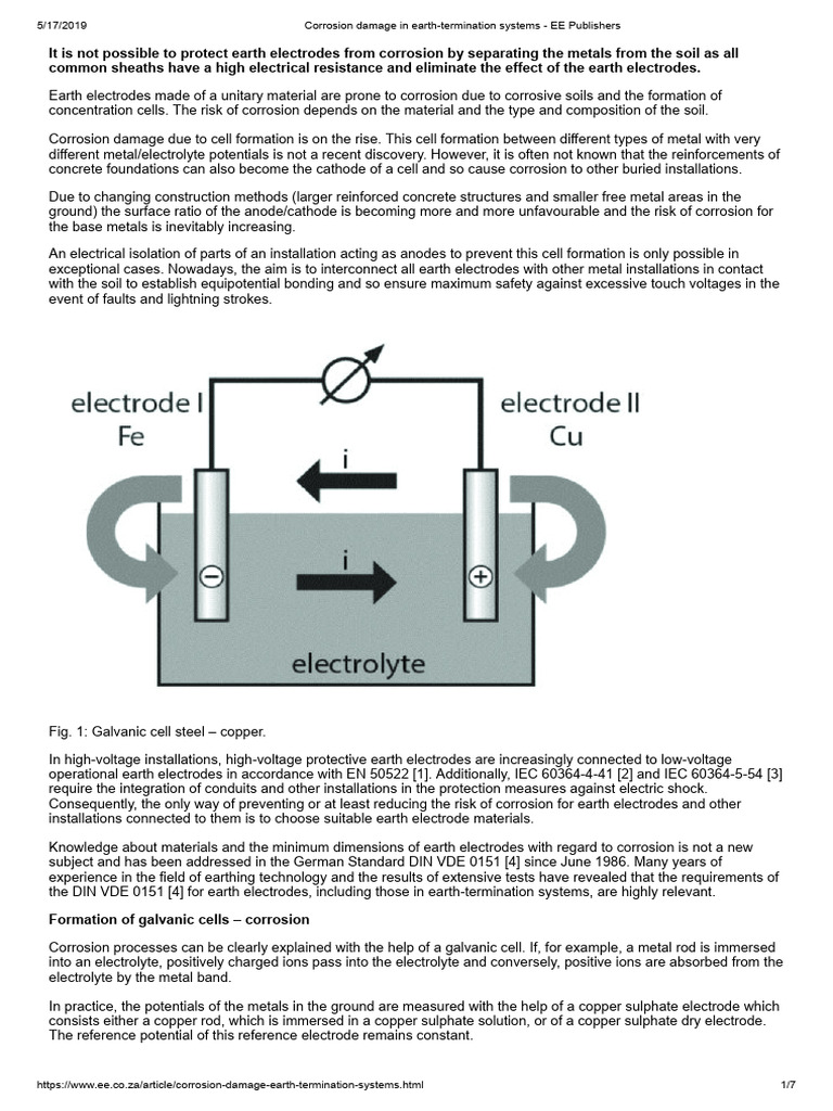 Corrosion in Earth Termination Systems | PDF | Anode | Corrosion