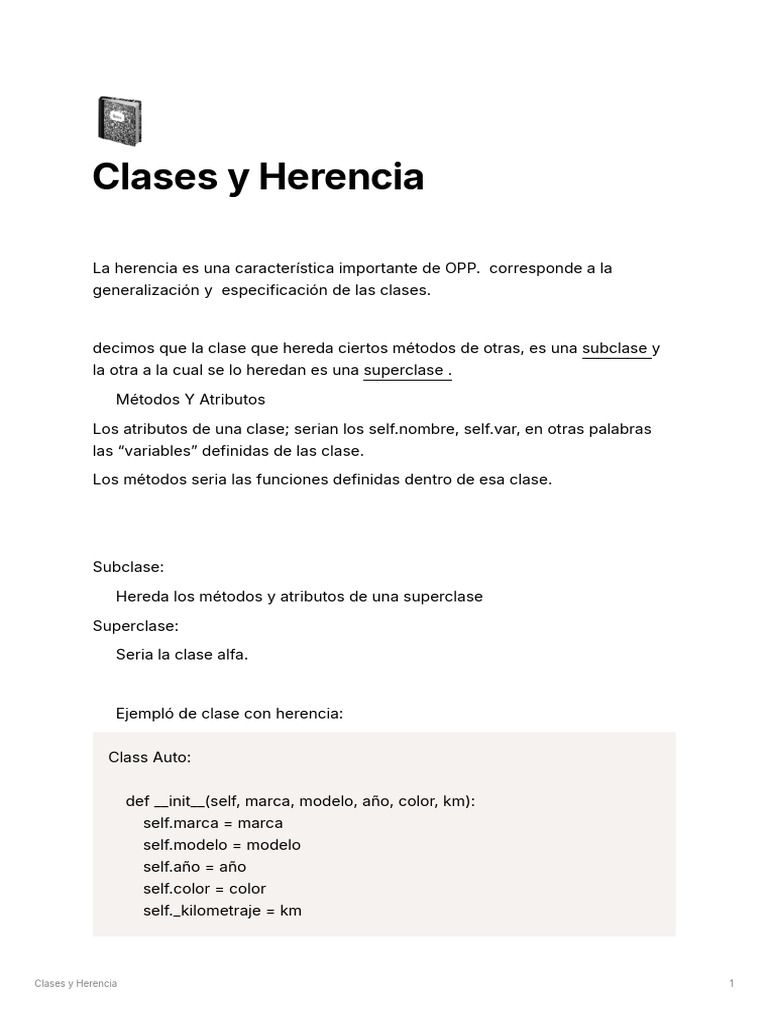 Clases y Herencia | PDF | Herencia (Programación Orientada a Objetos ...