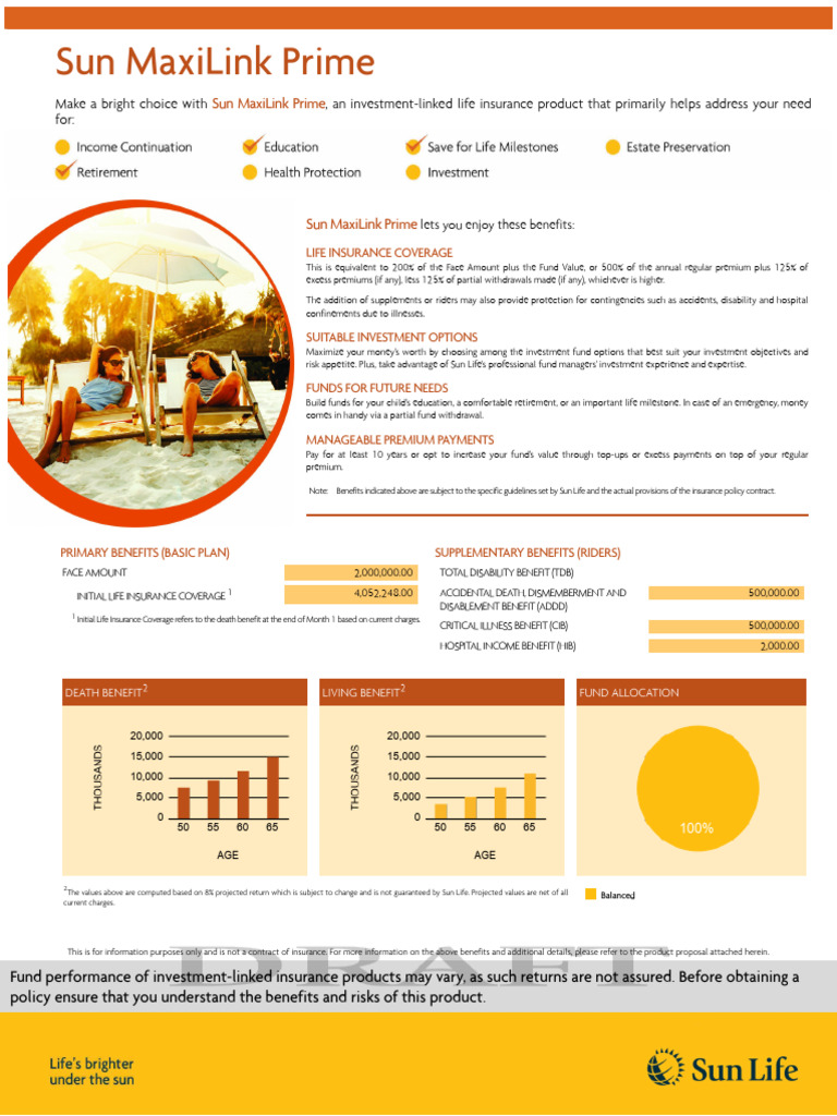 Sun MaxiLink Prime: Investment-Linked Insurance | PDF | Financial Risk ...