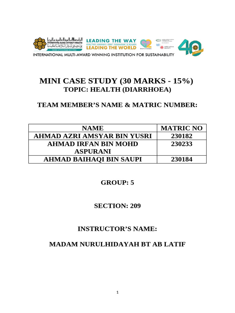 ICT case study group 5 section 209 | PDF | Diarrhea | Public Health