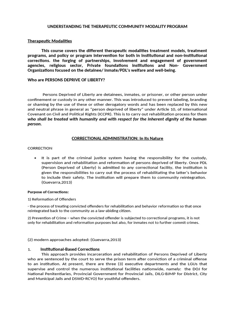 Understanding The Therapeutic Community Modality Program | PDF ...