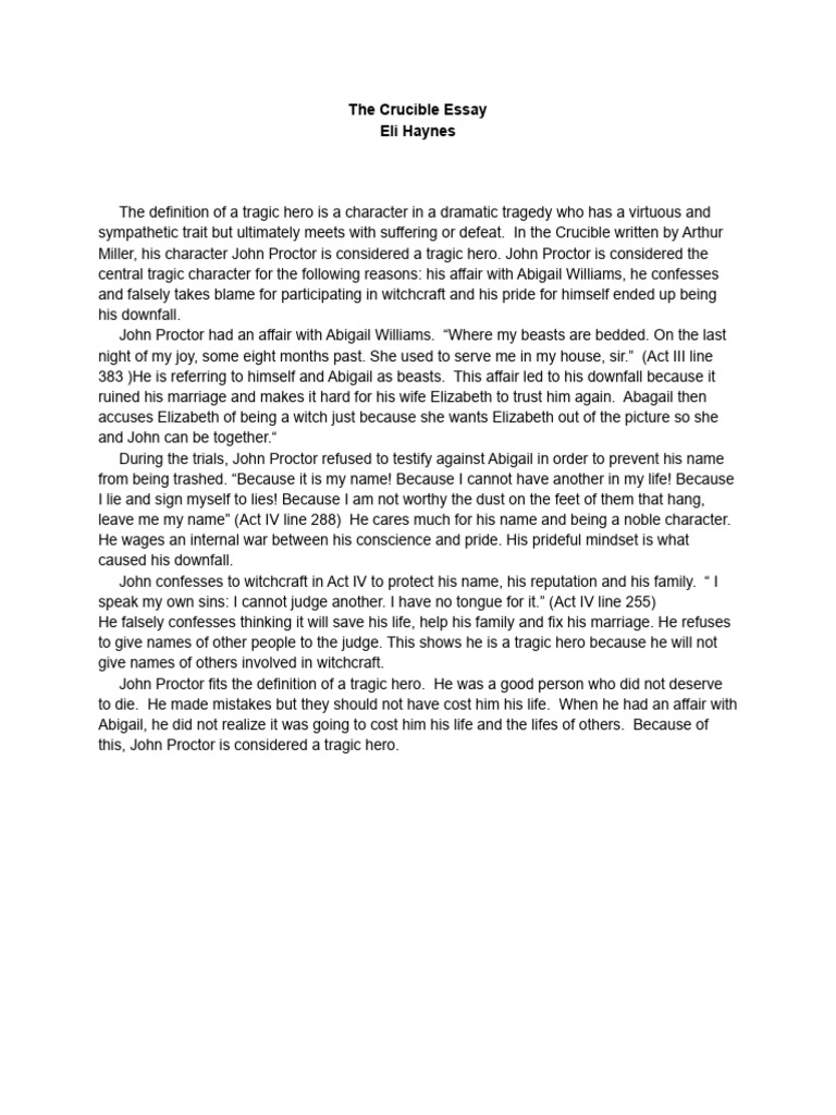 The Crucible Essay | PDF