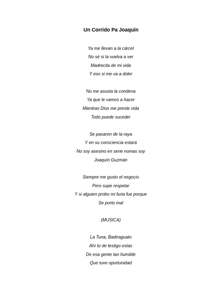 Un Corrido Pa Joaquín | PDF