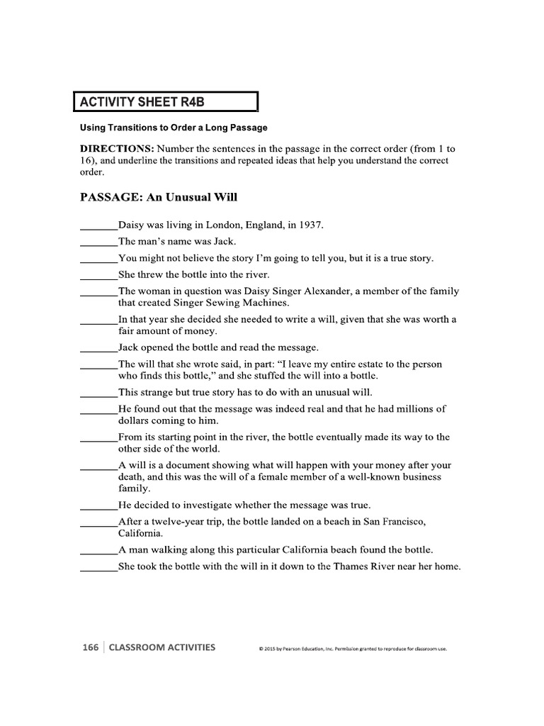 Reading Part 6 - Put The Story in Order | PDF