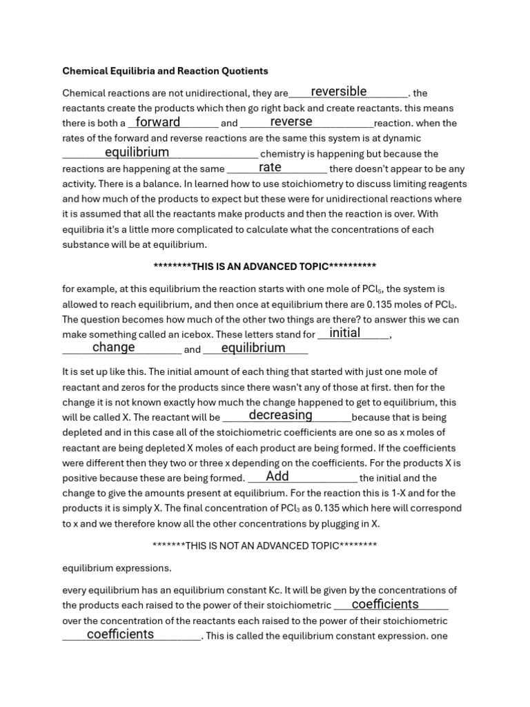 Kami Export - Guided Notes for Equilibrium | PDF | Chemical Equilibrium ...