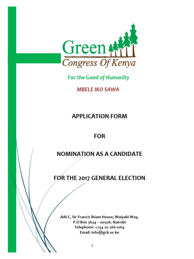 Nomination Application Form - Final | PDF | Governance | Government