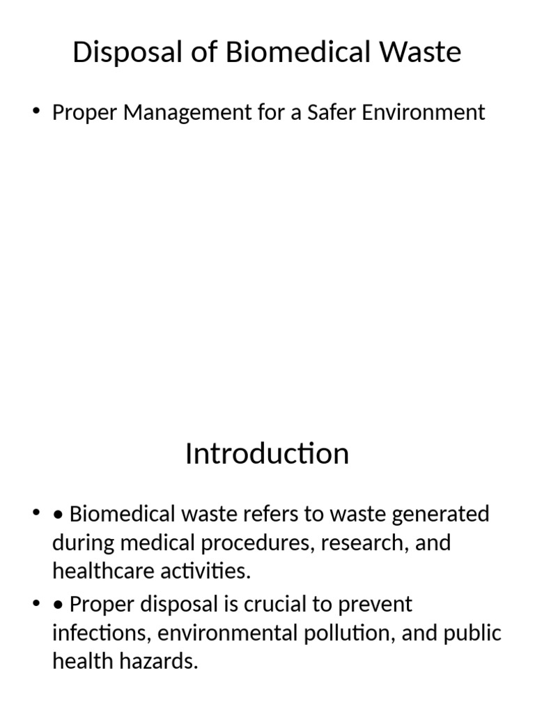 Disposal of Biomedical Waste | PDF