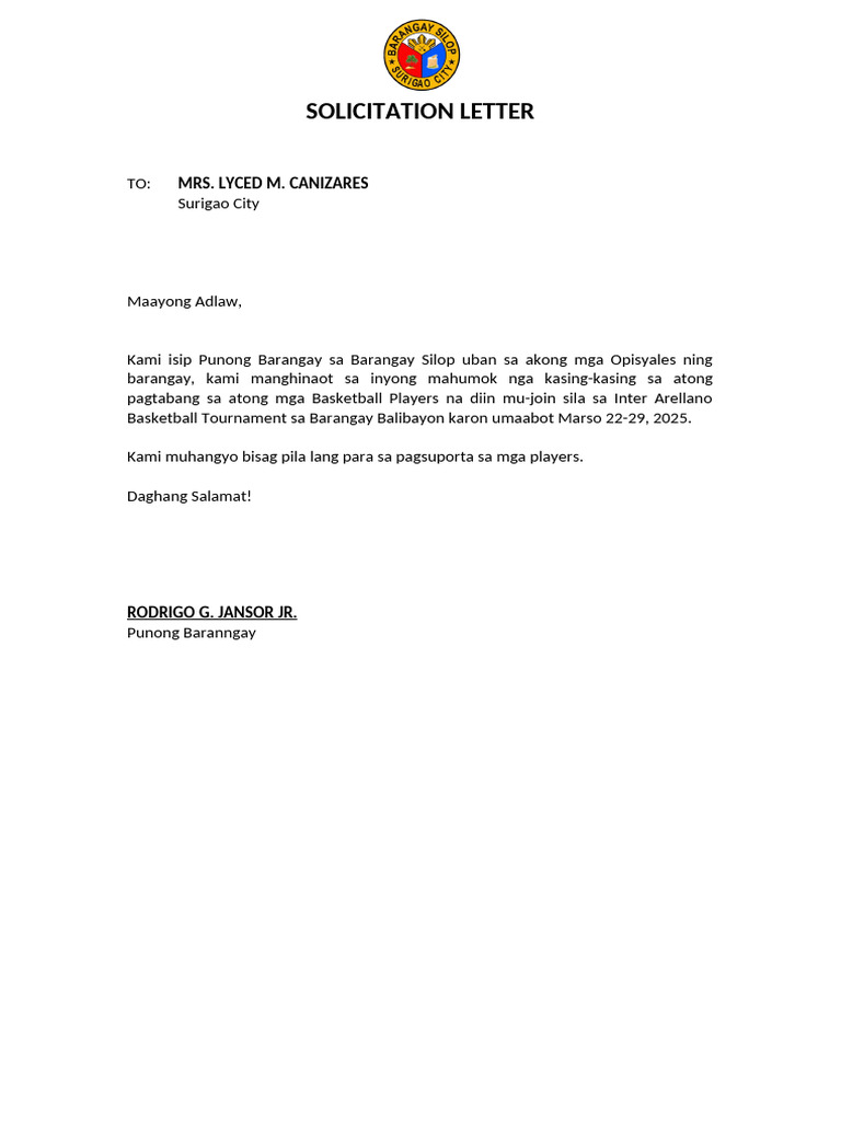 Solicitation Letter | PDF