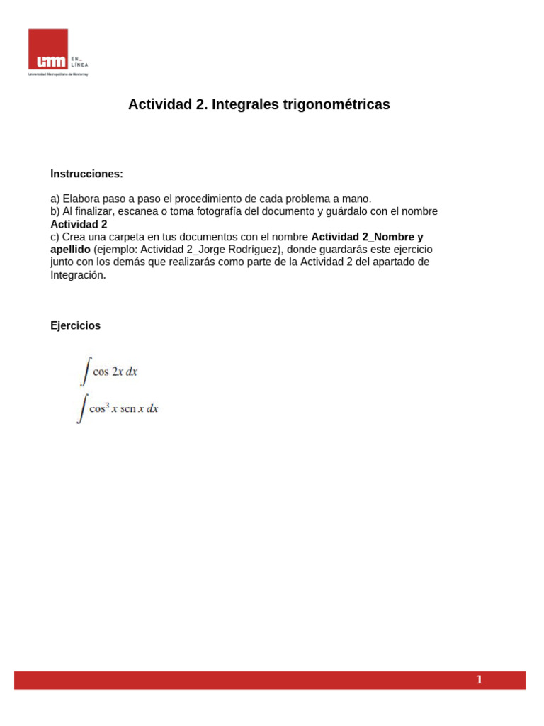 Modulo 3 CALC Act 2 Integrales Trigonometricas | PDF