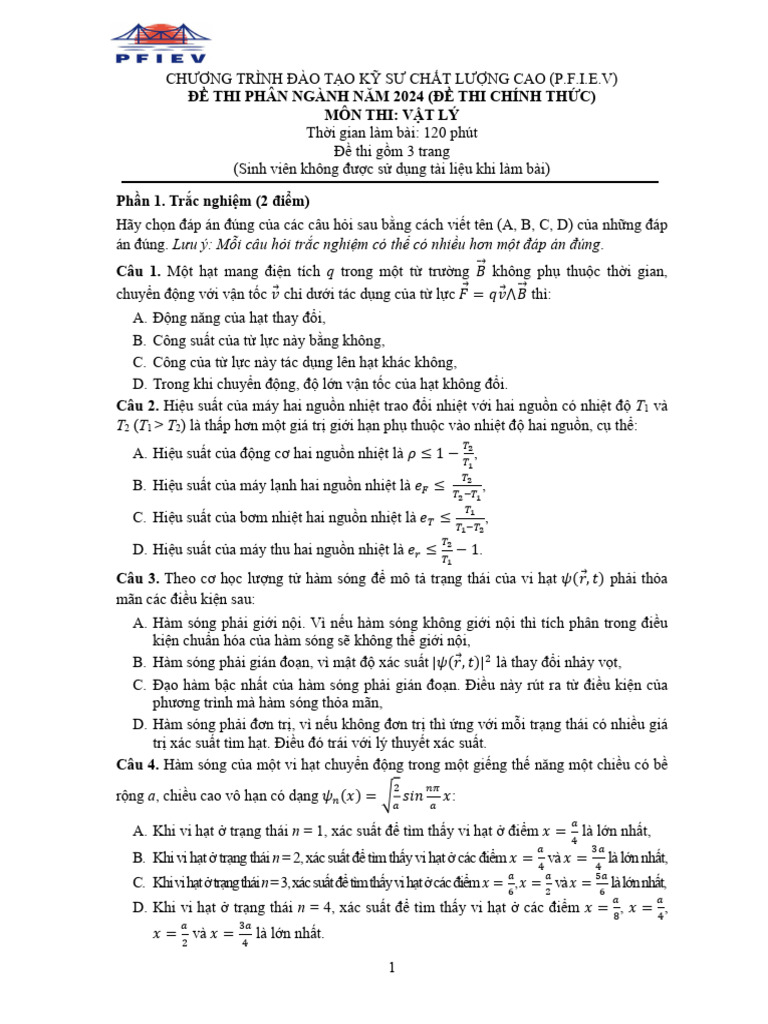 De Thi Phan Nganh 2024 | PDF
