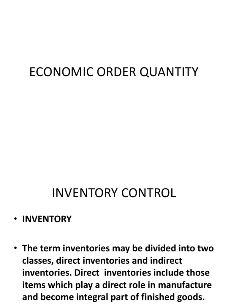 EOQ | PDF | Inventory | Supply Chain Management