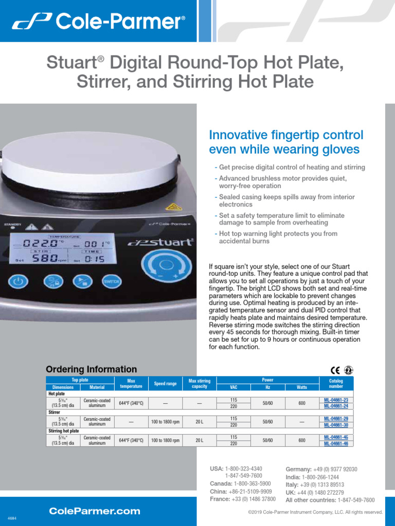 1.4 Cole Palmer Hot Plate - Data Sheet | PDF | Mechanical Engineering ...