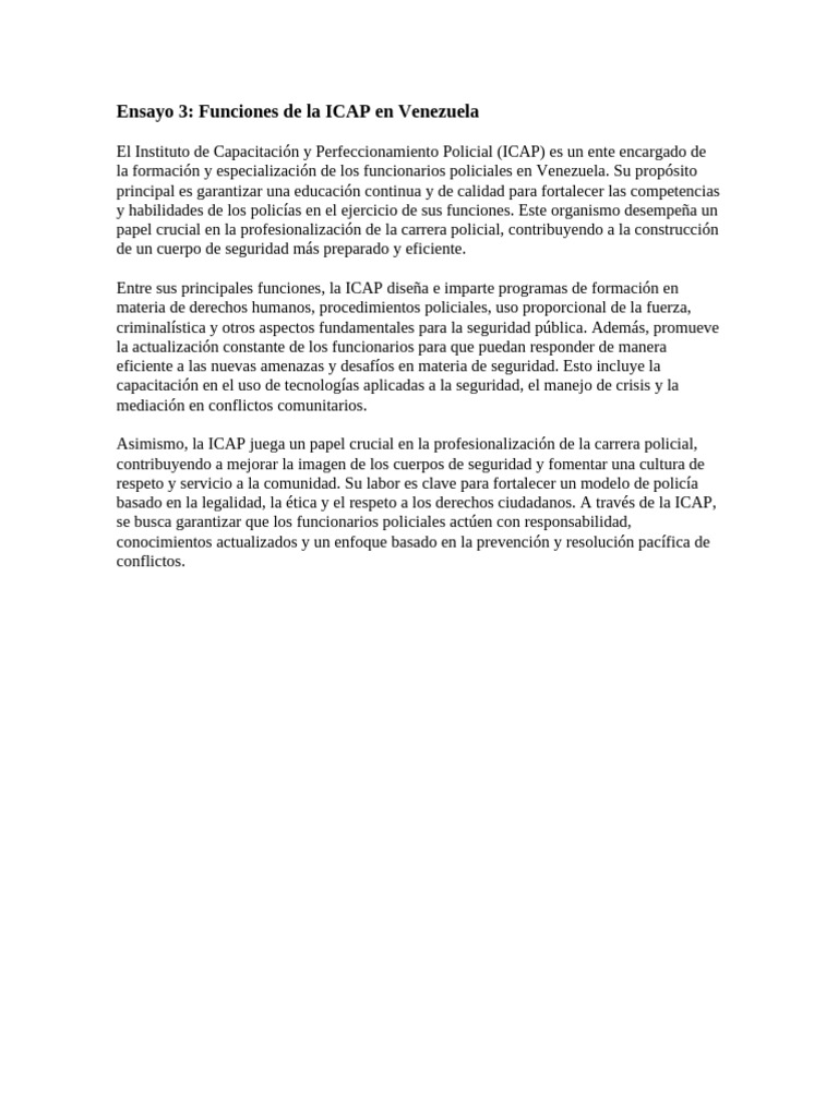 Ensayo 3 Funciones de La ICAP | PDF