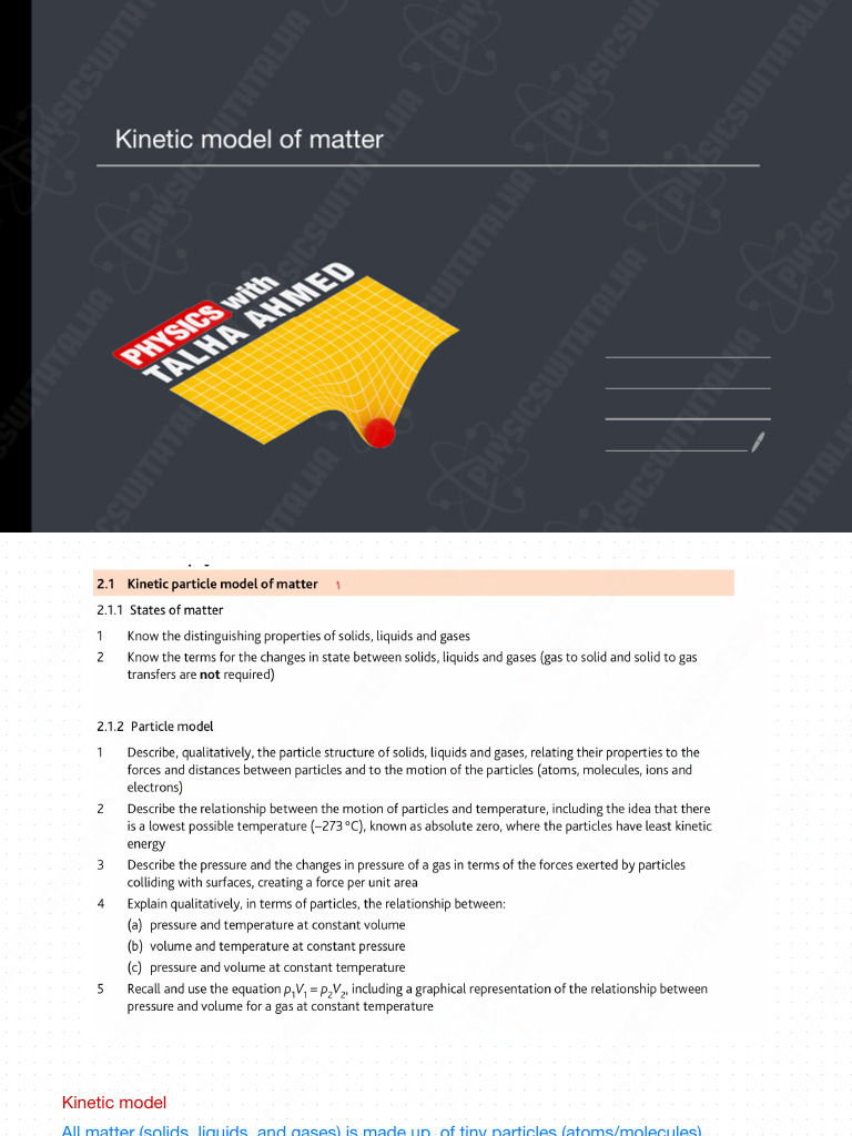 Kinetic Model of Matter | PDF | Gases | Temperature