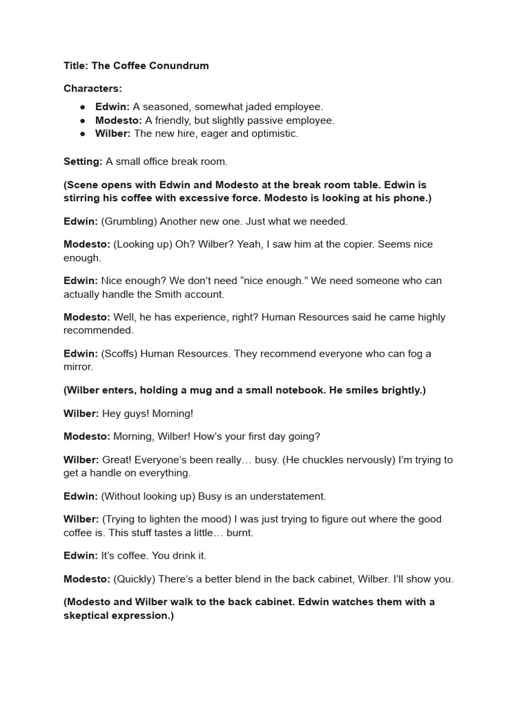 Title - The Coffee Conundrum Script | PDF