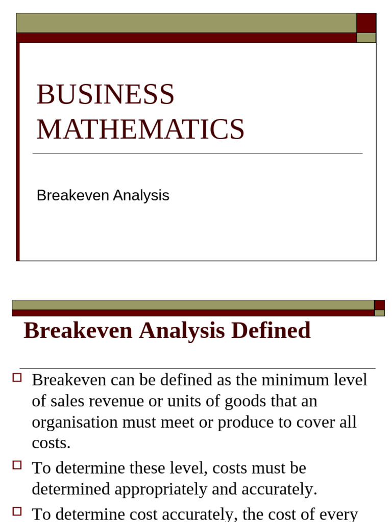 Agyemang Derrick - Breakeven Analysis-1 | PDF | Management Accounting | Business