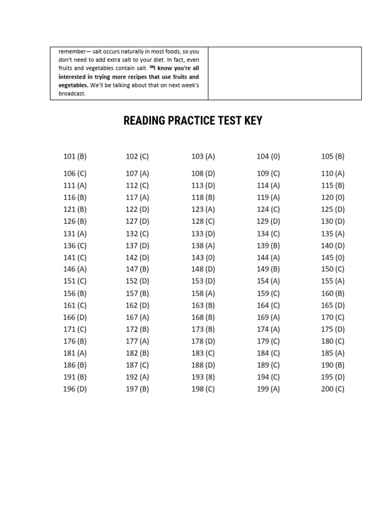 FUll Practice Test 1,2 (Key) | PDF