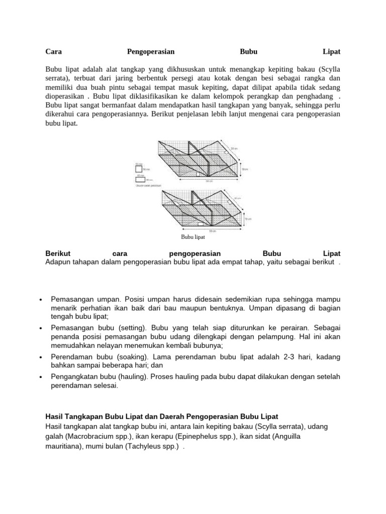 Cara Pengoperasian Bubu Lipat | PDF