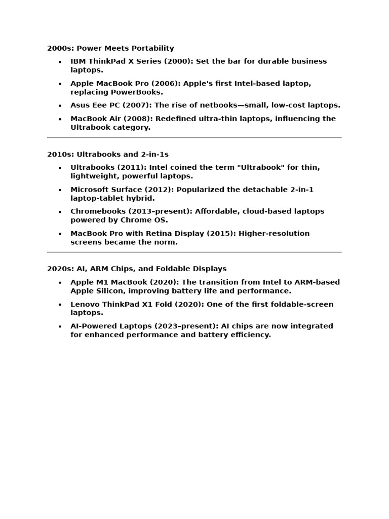 Evolution of Laptops: 2000s to 2023 | PDF