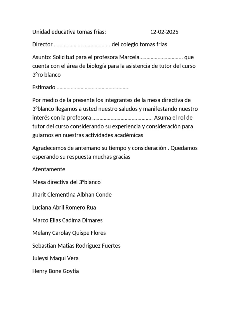 Unidad Educativa Tomas Frías | PDF