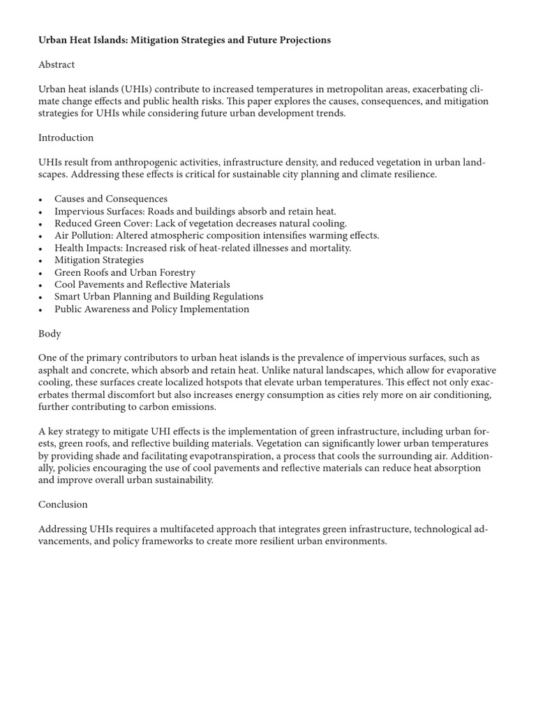 Urban Heat Mitigation Strategies | PDF