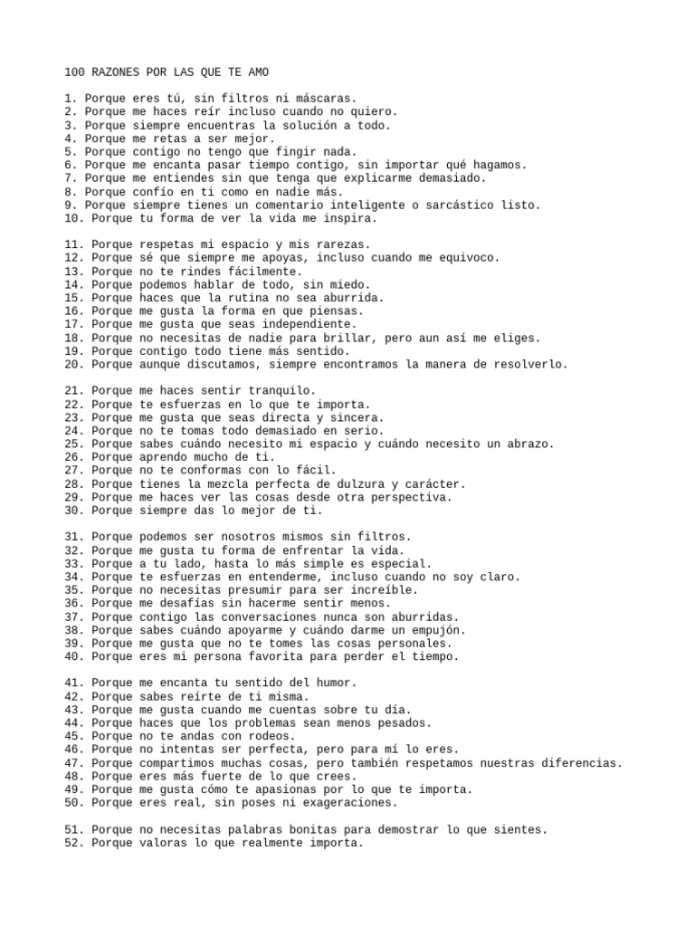 100 Razones para Amarte | PDF
