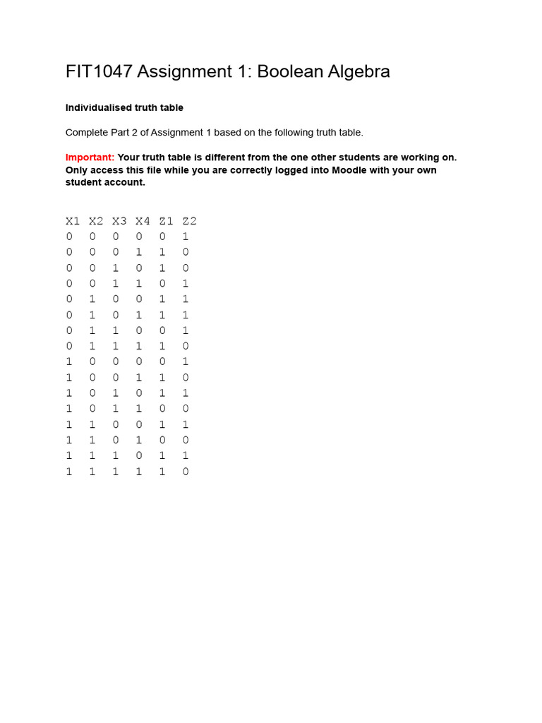 Truth Table | PDF