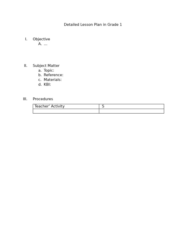 Detailed Lesson Plan In Format Pdf