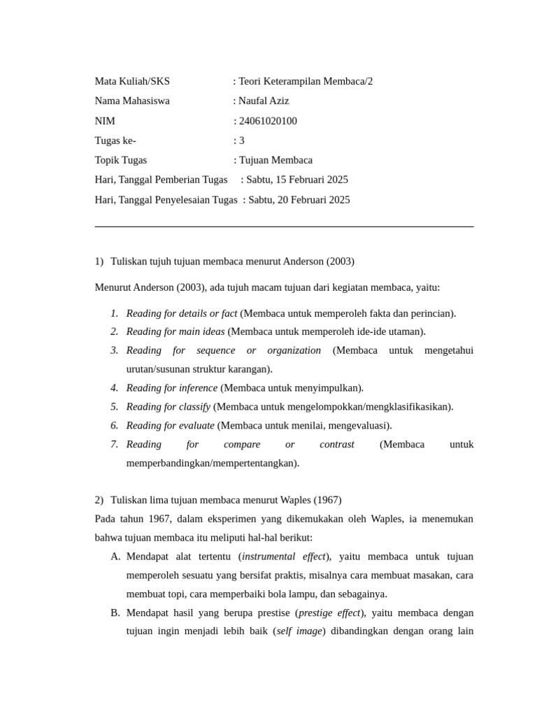 Format Tugas Membaca | PDF