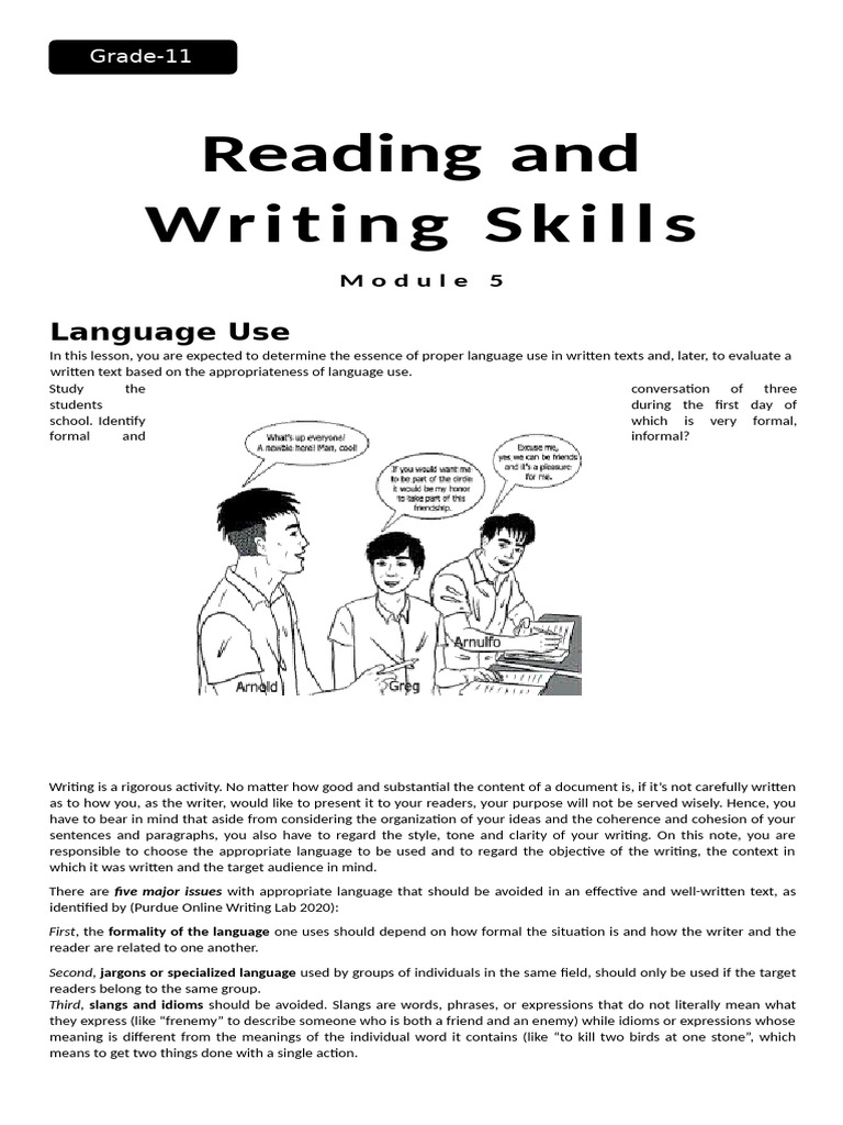 Week 5 Reading and Writing Skills | PDF | Writing | Slang