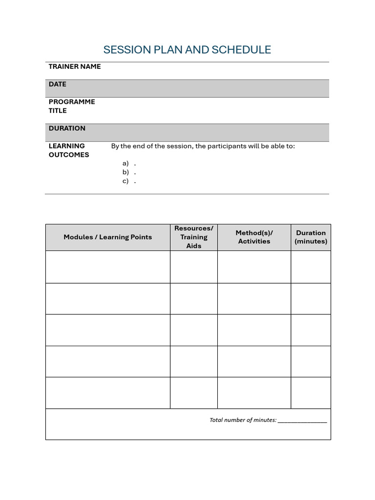 HRDC Session Plan Template | PDF