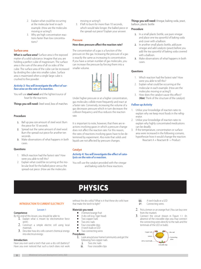 S.4 Physics - Self Study - NCDC-1 | PDF | Reaction Rate | Series And ...