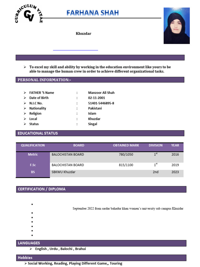 CV Farhana Shah | PDF