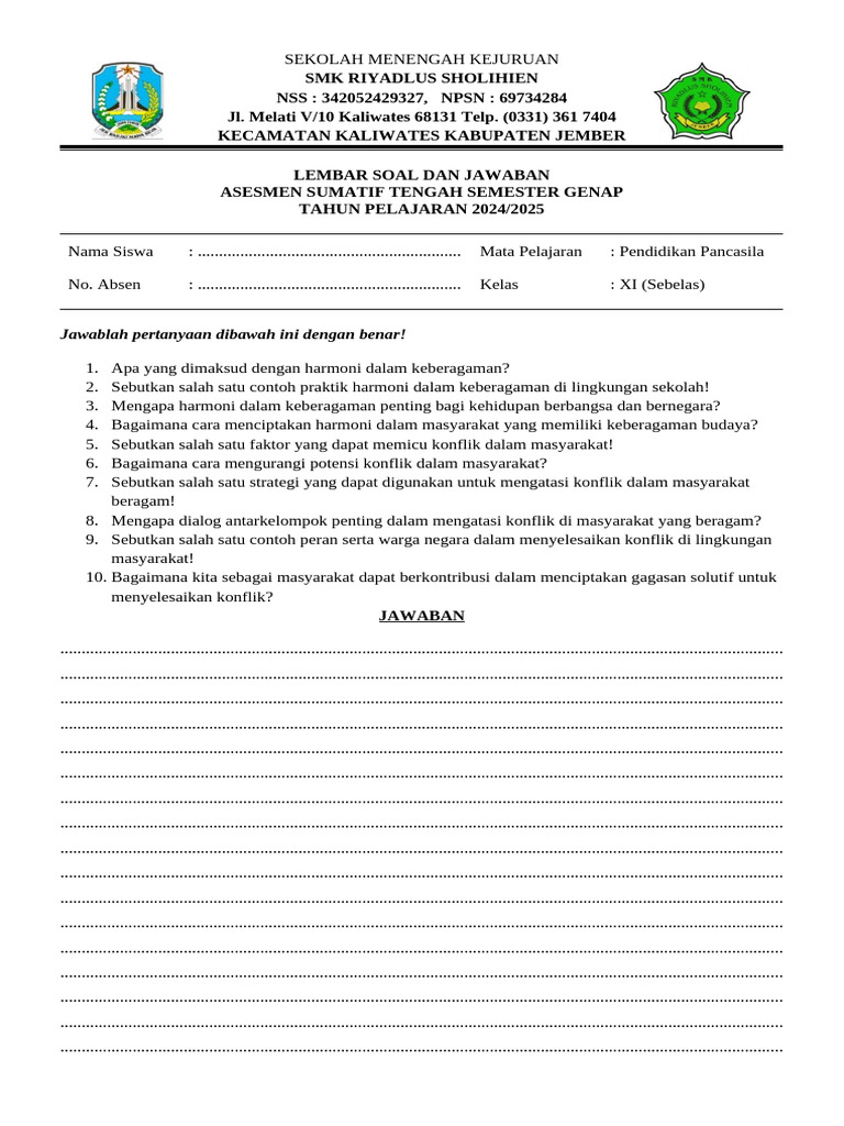 Asts Soal PKN Kelas Xi | PDF