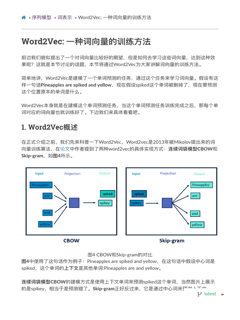 Word2Vec - 一种词向量的训练方法 | PDF