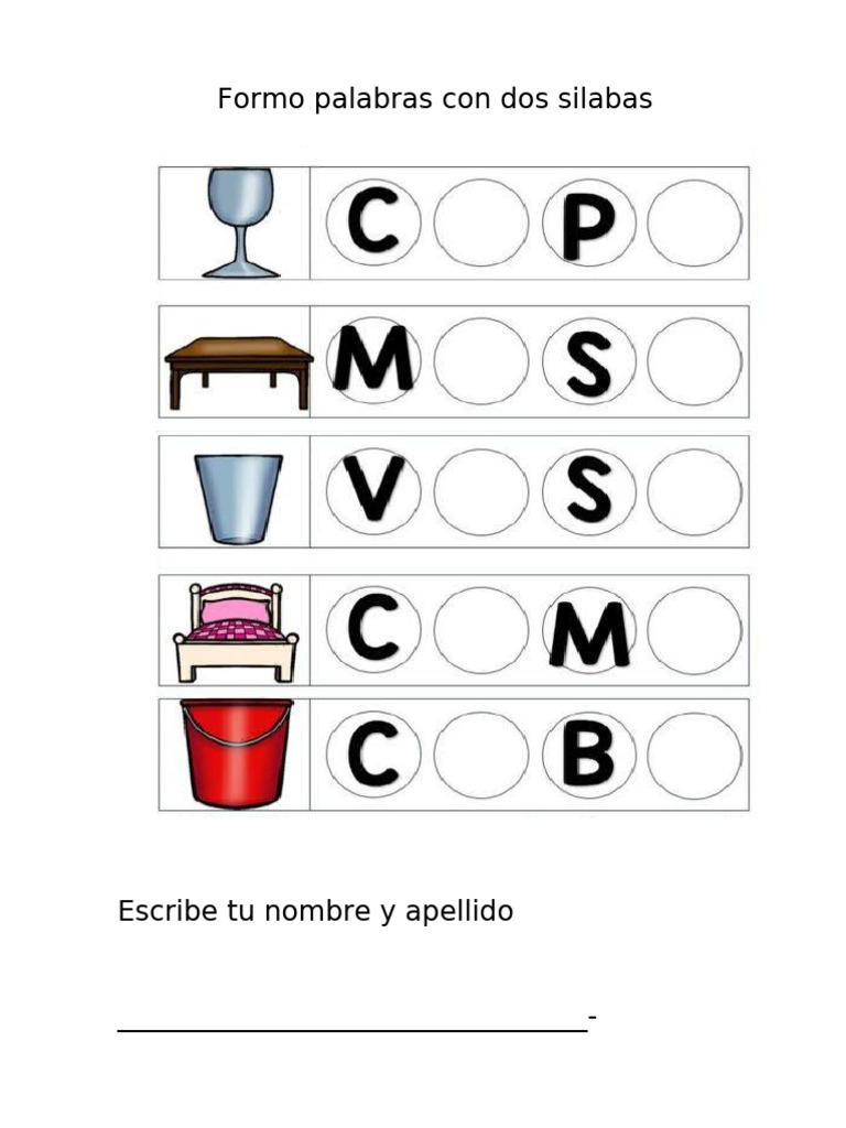 Formo Palabras Con Dos Silabas | PDF