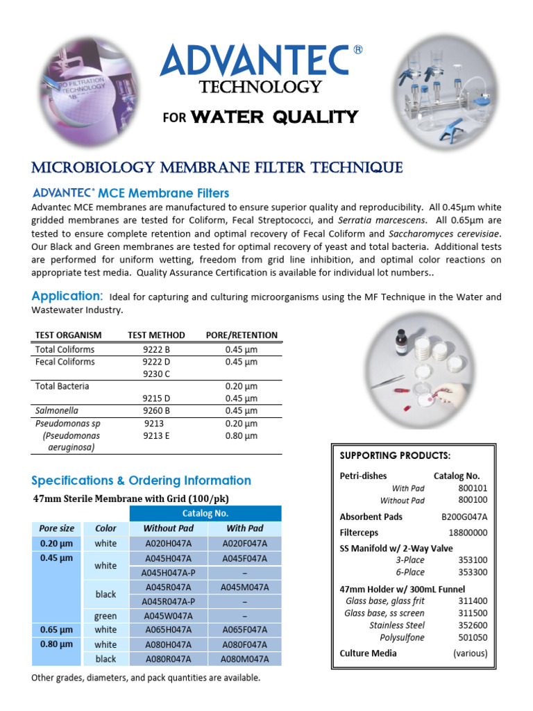 Advantec MFS | PDF | Filtration | Materials