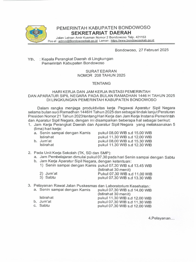 SE Jam Kerja Instansi Dan ASN Bulan Ramadhan - 000001 | PDF