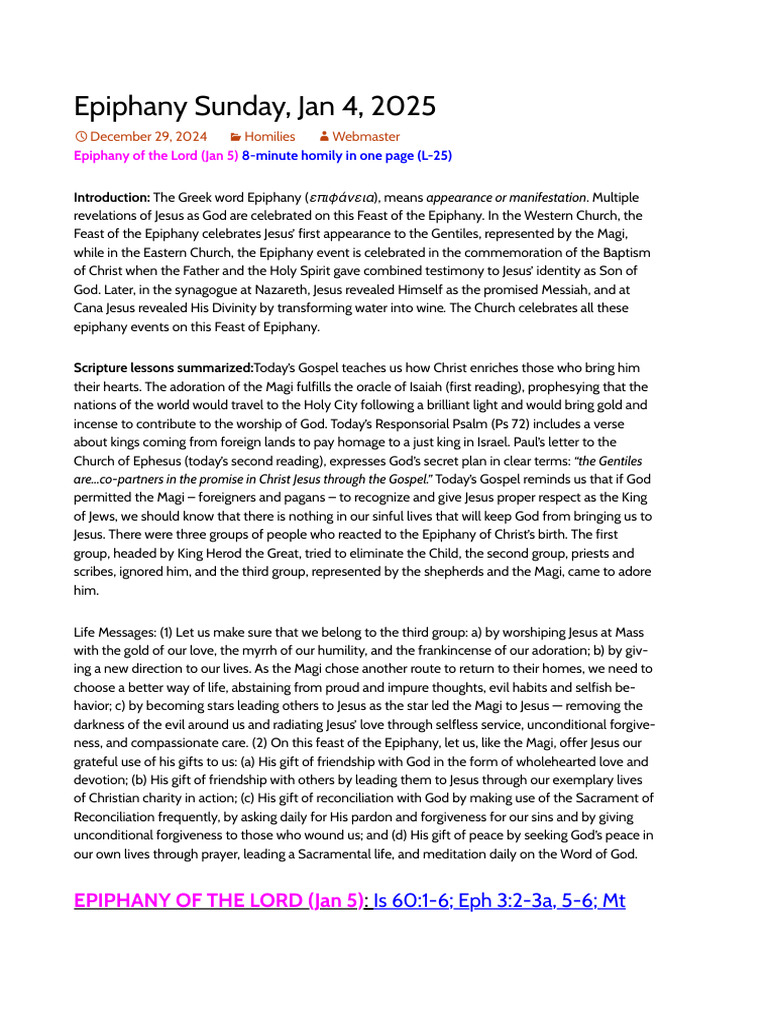 Epiphany Sunday Homily Insights | PDF | Jesus | Biblical Magi