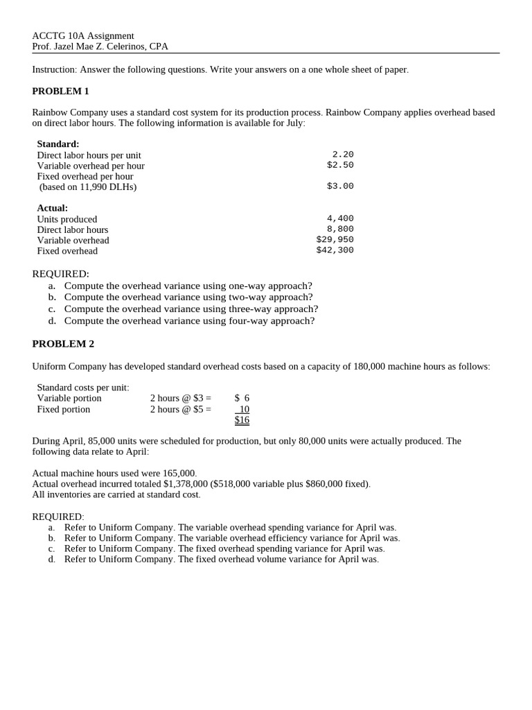 ACCTG 10A Assignment | PDF