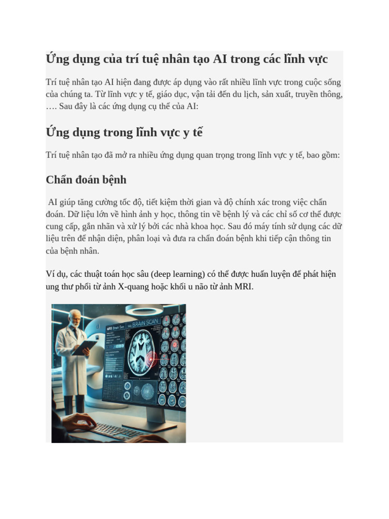 NG D NG C A AI Trong Các Lĩnh V C | PDF