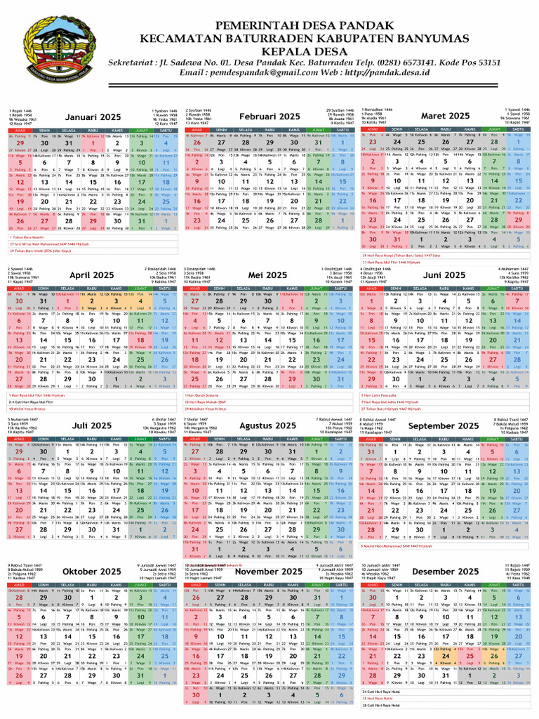 Kalender 2025 Pandak 1 H F4 | PDF