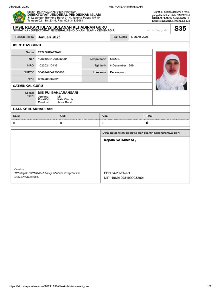 S35 - Ibu Een Sukaenah - Januari 2025 | PDF