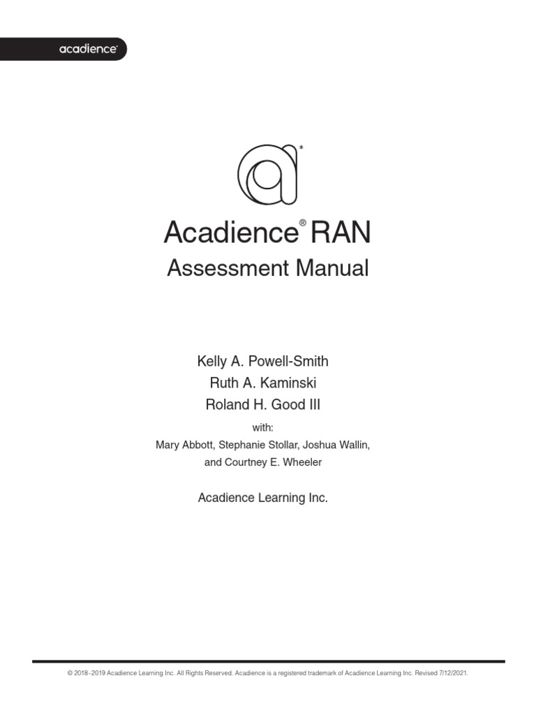AcadienceRAN AssessmentManual English | PDF | Validity (Statistics ...