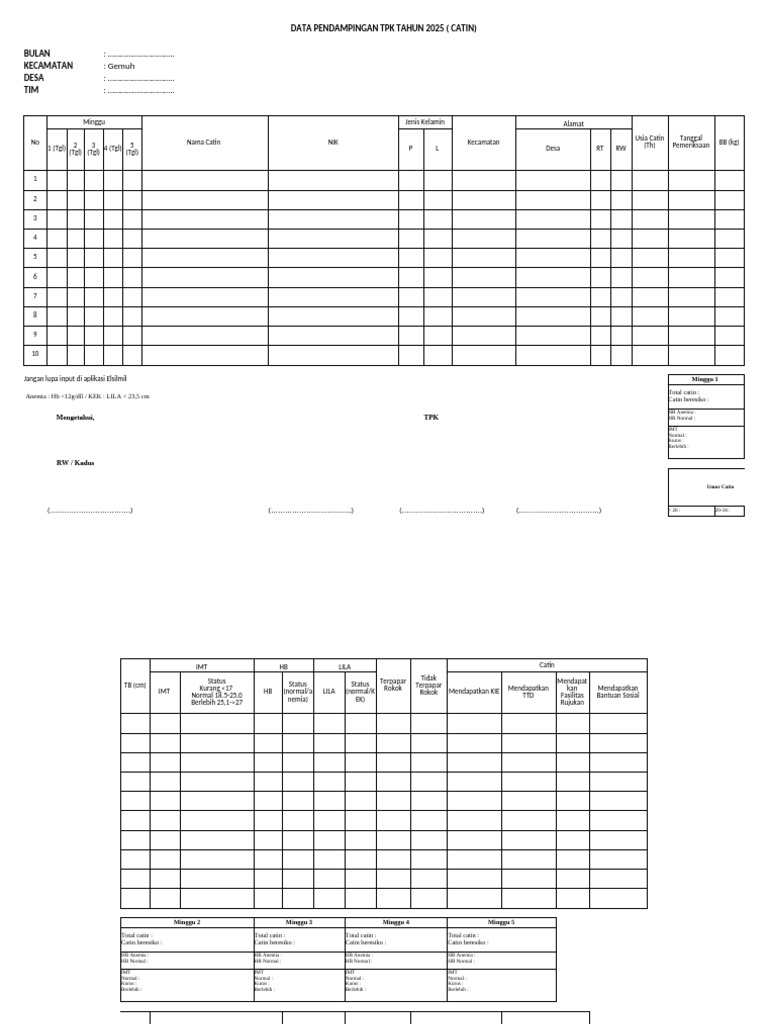 Form Pendampingan TPK 2025 | PDF
