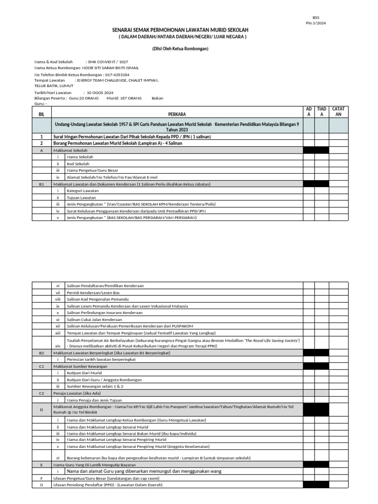 Borang Semakan | PDF