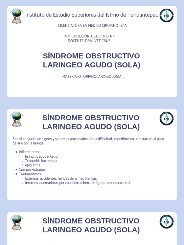 Síndrome Obstructivo Laríngeo Agudo | PDF | Medicina CLINICA ...