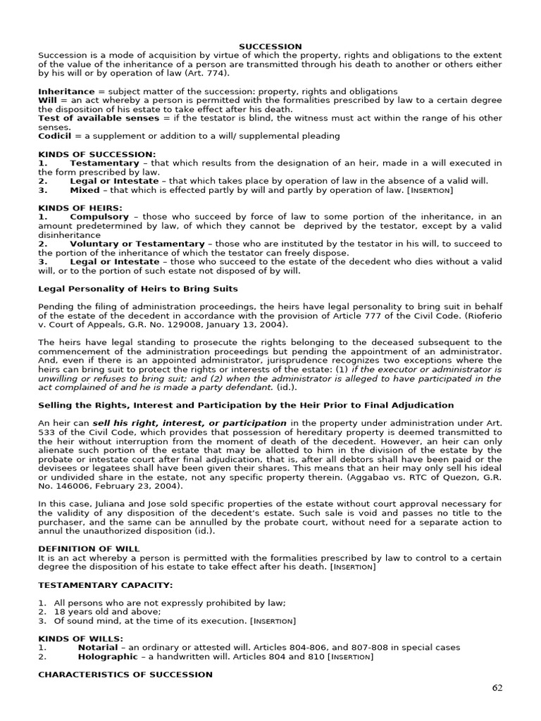 Understanding Succession and Wills | PDF | Will And Testament | Intestacy