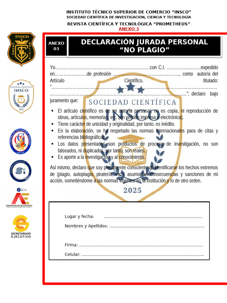 Formato Anexo 3 - Form 02 | PDF