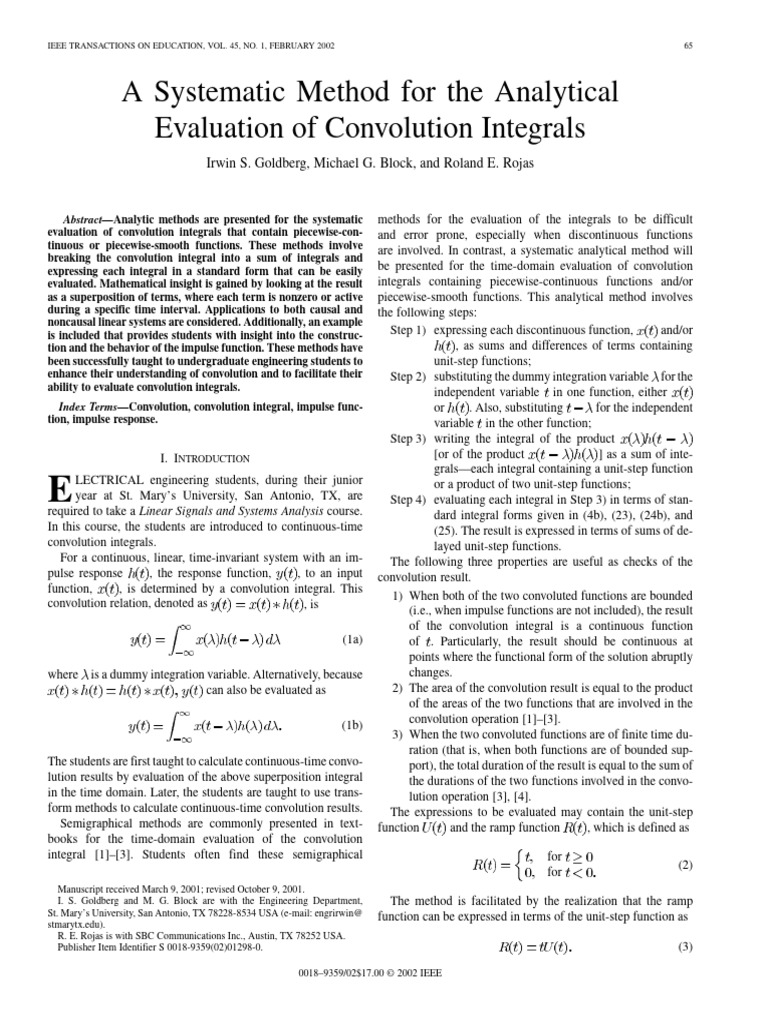 A Systematic Method For The Analytical e | PDF | Integral | Convolution